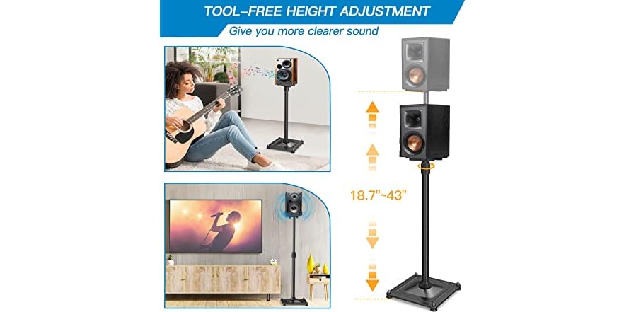 Adjustable Universal Speaker Stands, Black