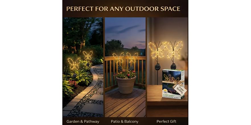 Touch Of ECO Solar Powered LED Garden Stake- Butterfly