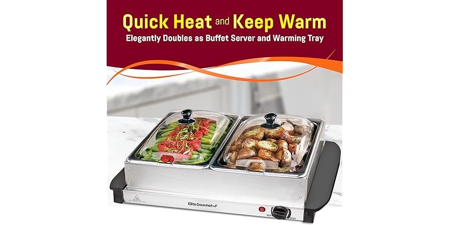 Elite Gourmet Dual Tray Buffet Server