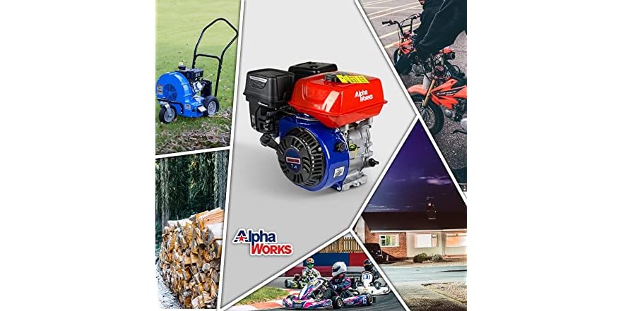 AlphaWorks Gas Engine 7HP Motor Horizontal 4 Stroke