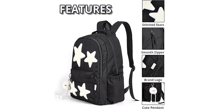 LOTUSTAR Black Y2K Backpack Emo