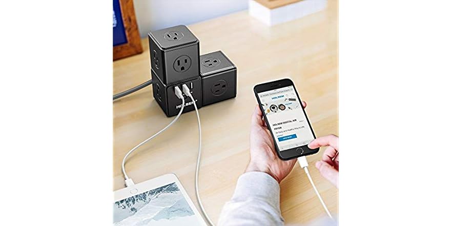 HOLSEM Power Cube Surge Protector w/ 3 USB - 3 Pack