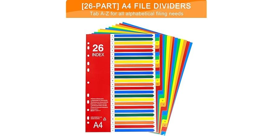 3 Sets 26 Tab Alphabet Binder Dividers
