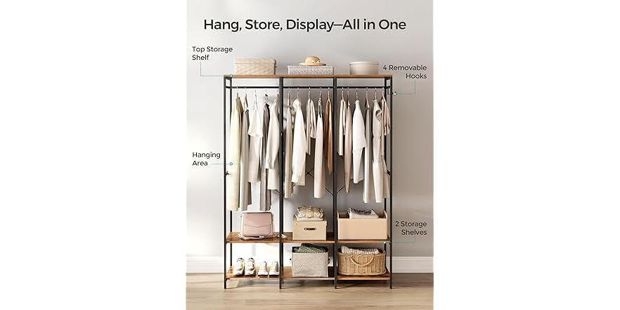SONGMICS Clothes Rack, 55.5"W