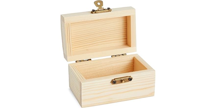 12 PC Unfinished Wooden Clasp Lid Boxes