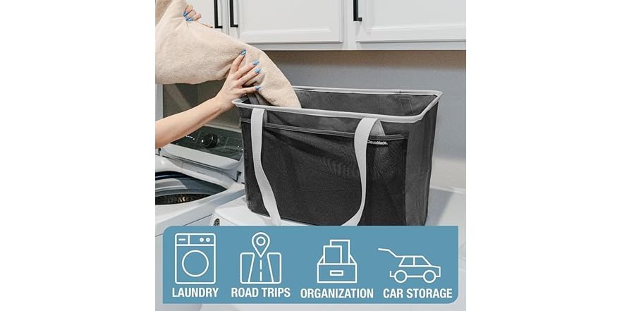 CleverMade Collapsible Tote MAX- Charcoal Gray 2Pk
