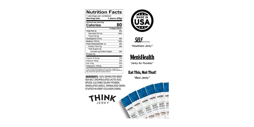 Think Jerky Beef sticks, 20-Sticks