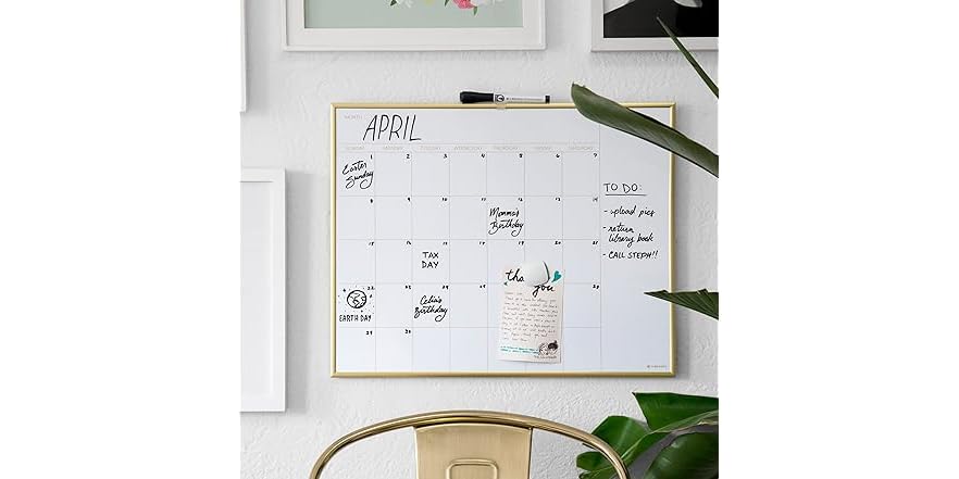 U Brands Magnetic Dry Erase Calendar Whiteboard for Wall