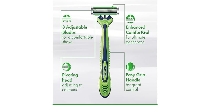 Gillette Sensor3 Sensitive Men's Disposable Razor, 4 Razors