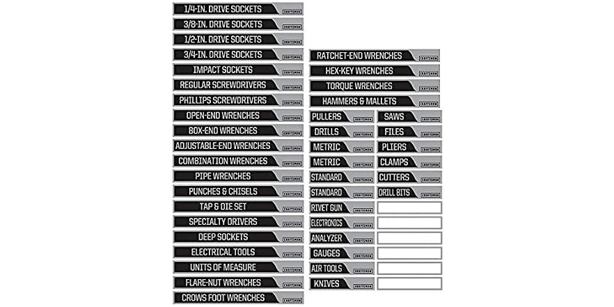 Craftsman Magnetic Labels for Tool Box