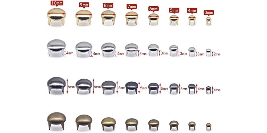 4 Color Mixed Round Dome Studs, (0.32in/8mm)