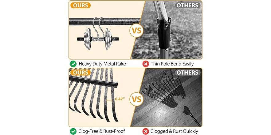 Adjustable Long Handle Garden Rake