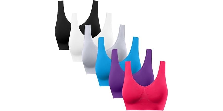 6 Pack Sports Bras With Removable Pads