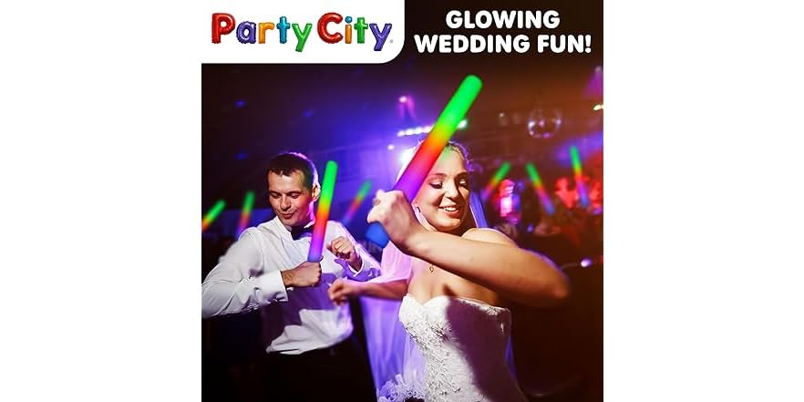 Party City 48pk LED Foam Glow Sticks 14”