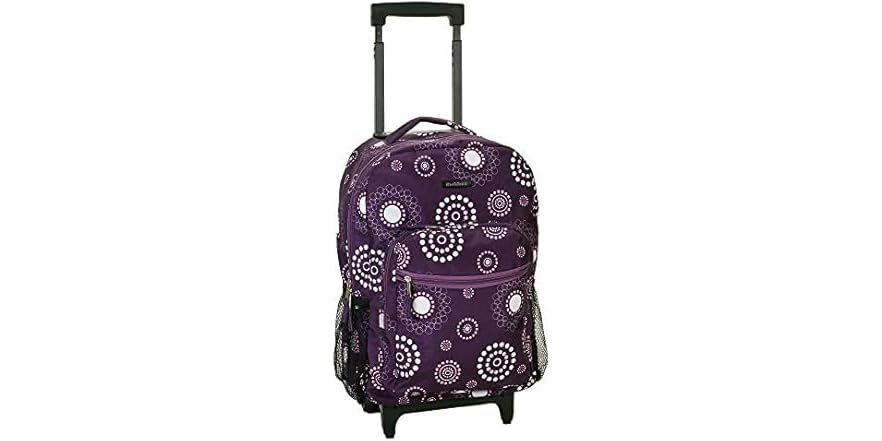 Rockland Double Handle Rolling Backpack, Purple Pearl