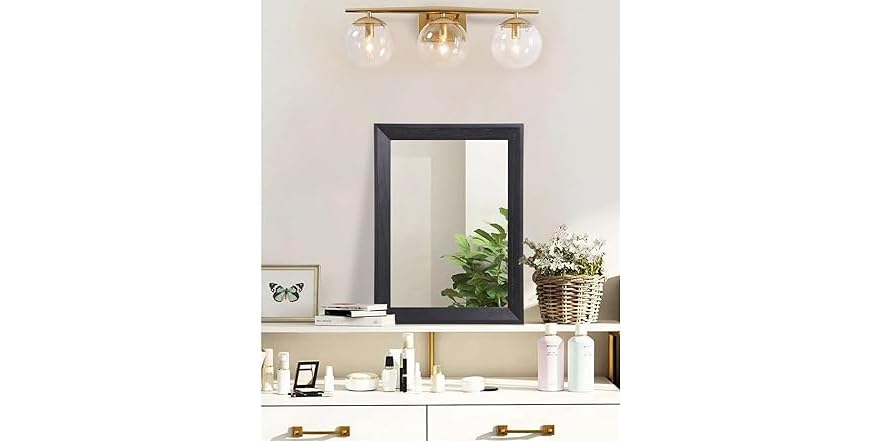 Black Rectangle Rustic Wood Mirror