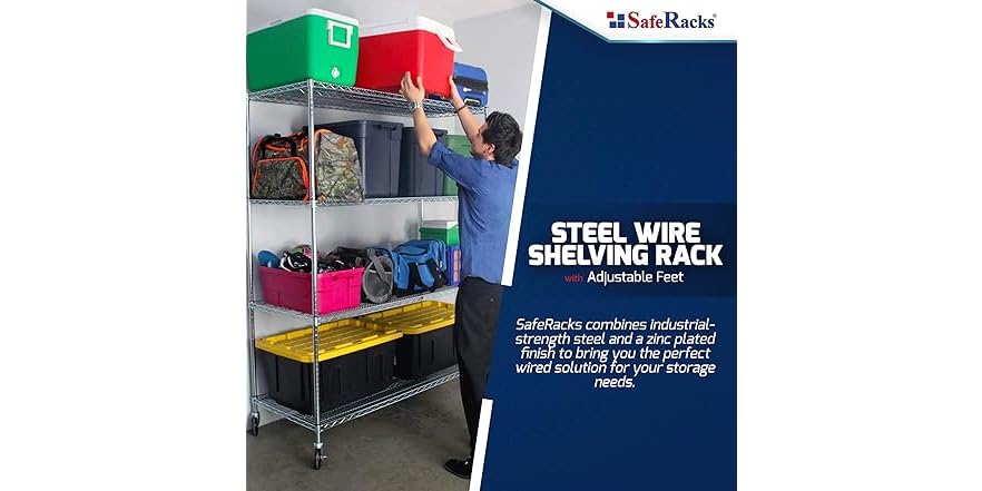 SafeRacks NSF Cert Storage Shelving Unit w/Wheels