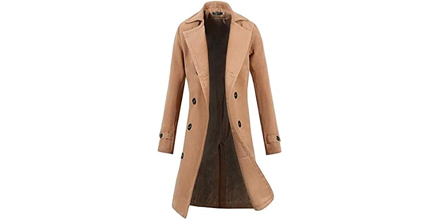 Double Breasted Overcoat, Khaki, XXL