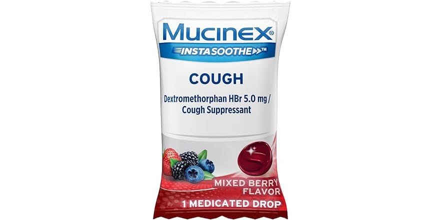 40 CT Mucinex Instasoothe Sugar Free Cough Drops Berry