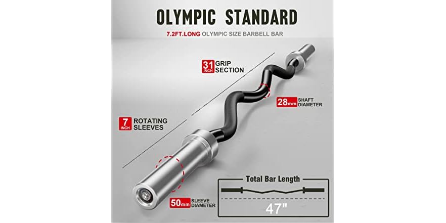 EZ Bar Curl Barbell 4ft 330LBS Capacity Barbell