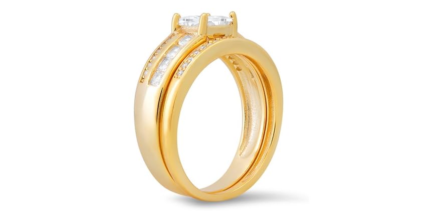 Princess-cut 2-PC Stackable CZ Ring Set