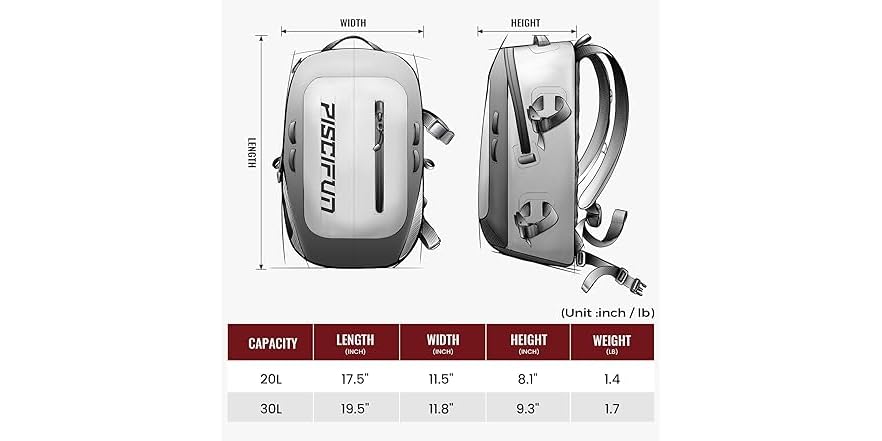 Piscifun Waterproof Backpack 20L Dry Bag