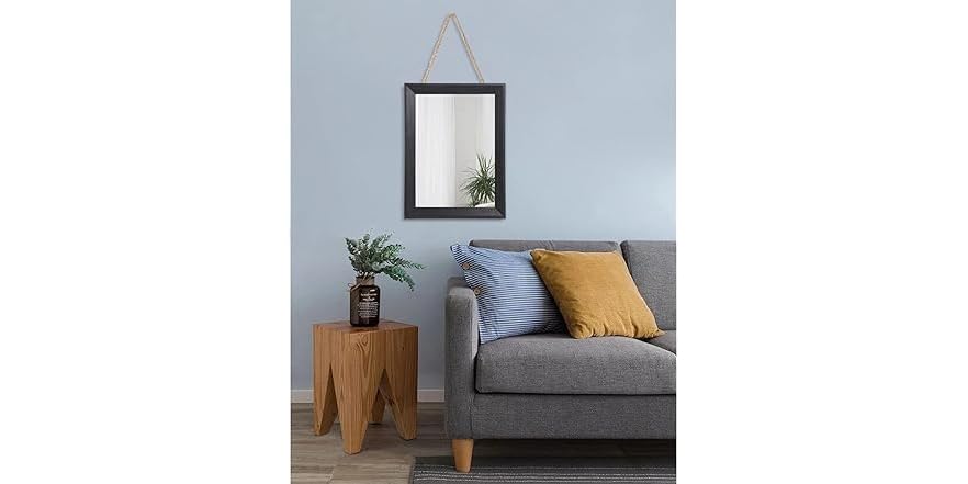 Black Rectangle Rustic Wood Mirror