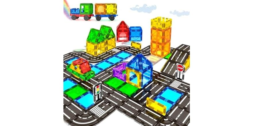 40 pcs magnetic tiles road sets