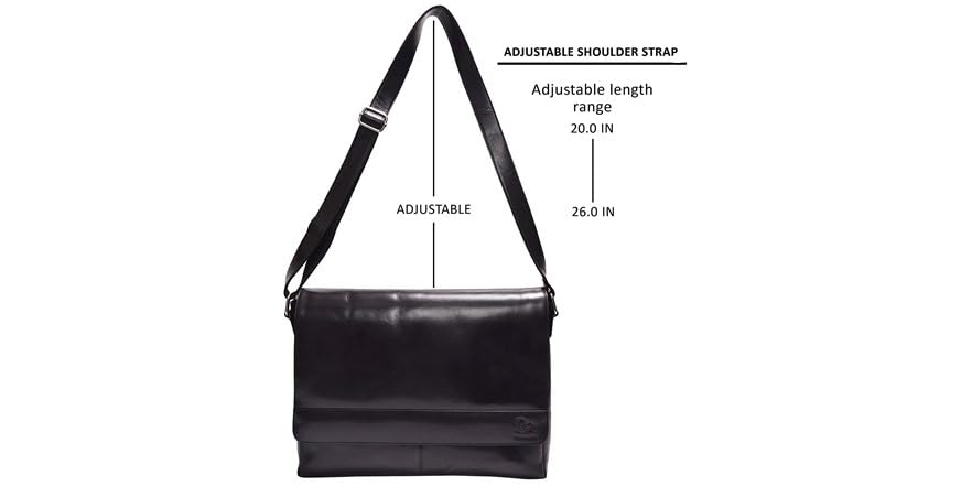 Smooth Black Leather 14" Messenger Bag
