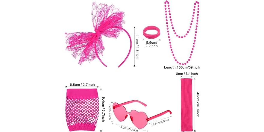 130 Pcs 80s Costume Accessories Set