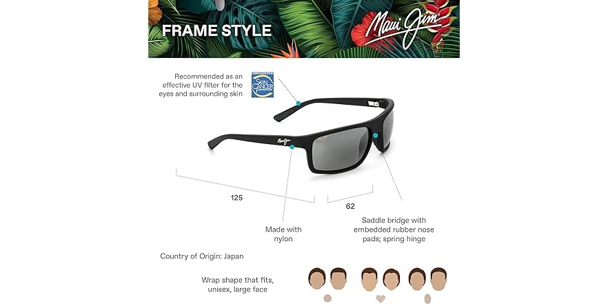 Maui Jim Unisex Black Byron Bay Polarized Wrap Sunglasses (Open Box)
