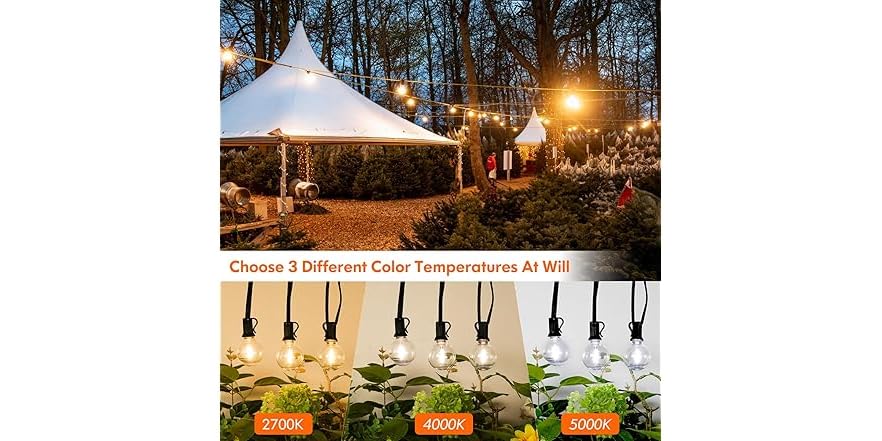 Bosceos LED Outdoor String Lights with 3 Color Lights