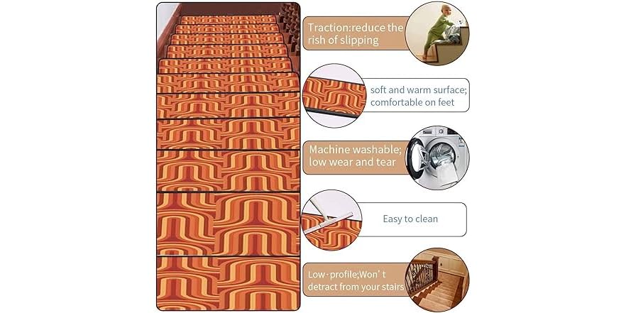 70s Retro Steps 13PCS Runners for Stairs