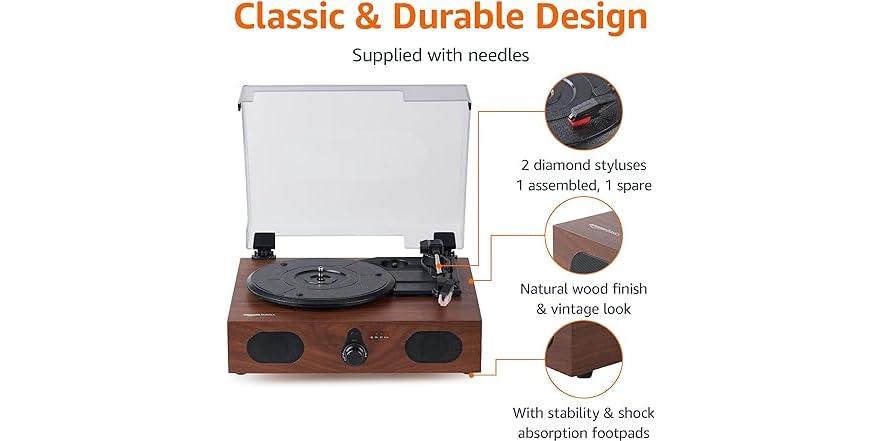 AmazonBasics Desktop Turntable Record Player