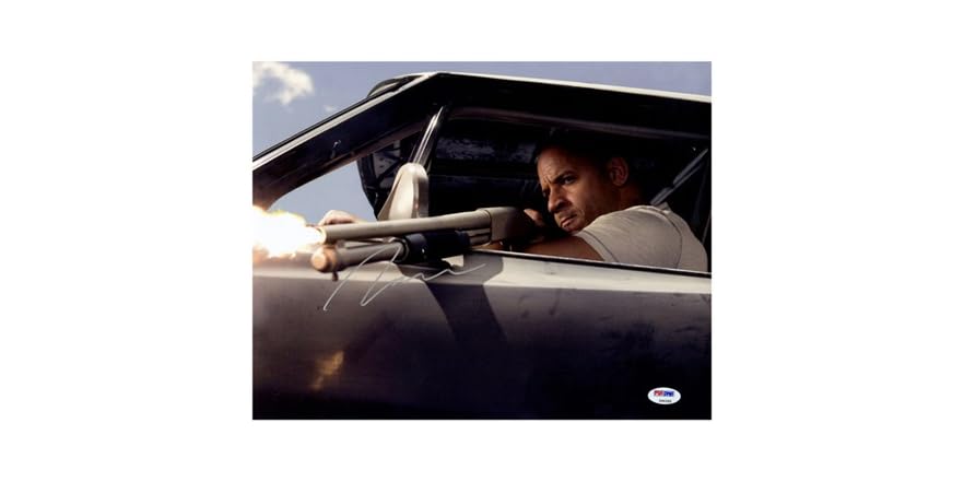 Vin Diesel Signed Fast & Furious Firing Gun 11x14 Photo