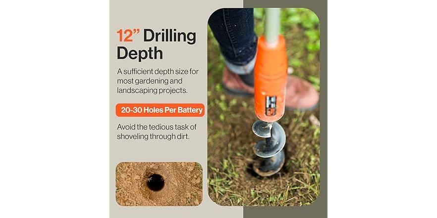 SuperHandy Earth Auger Electric Power Head w/ 12" x 3"