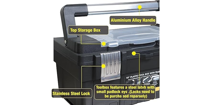 TCE Torin Plastic Tool Box Organizer Tool Box