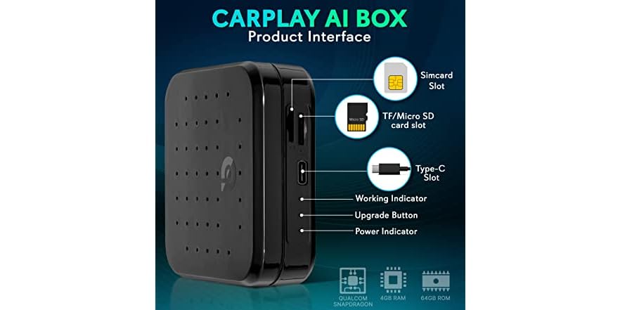 Pyle Wireless Carplay iA Box 4GB RAM