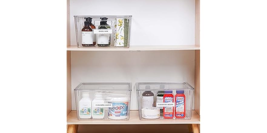 Ezee Space XL Clear Plastic Storage Bins with Lids, 3 Pack