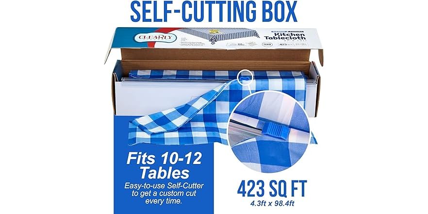 Clearly Elegant Blue Gingham Picnic / Party Plastic Tab