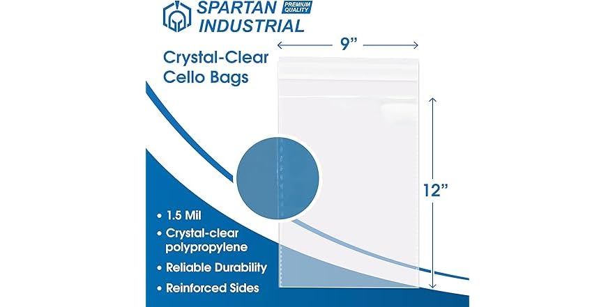 100 Count 9x12" Clear Cello Poly Bags