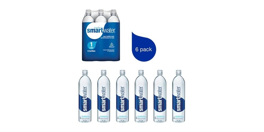 smartwater Vapor Distilled Water Bottle 1L - 6pK