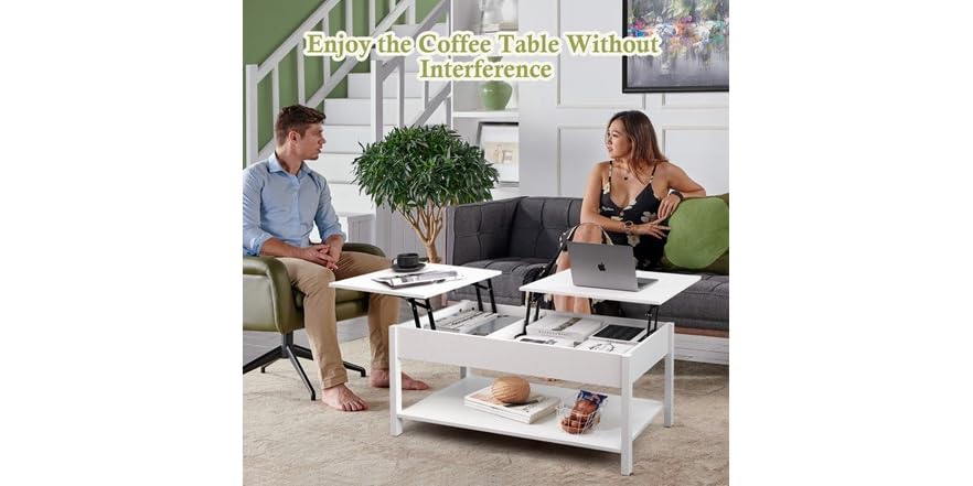 Split Lift-Top Space Saving Coffee Table