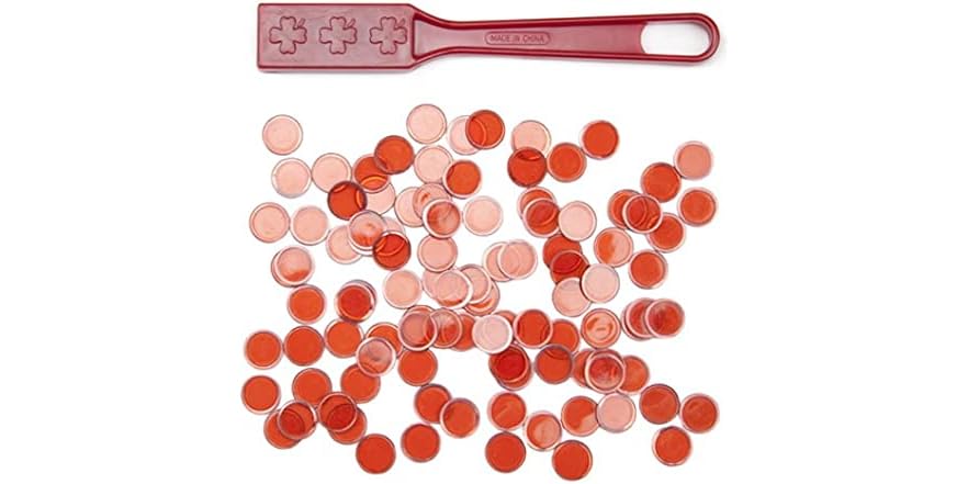 Magnetic Bingo Wands and Translucent Chips, Red 100 Chips