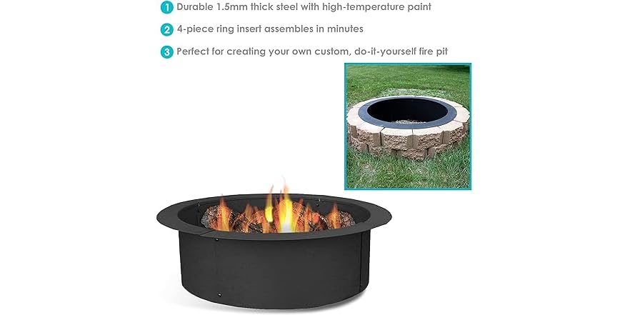 Sunnydaze Steel Fire Pit Ring Insert 33"