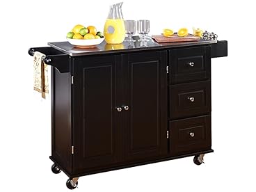 3-Drawer Kitchen Cart w/SS Top