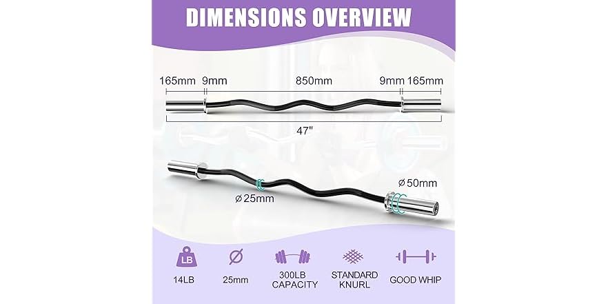 Olympic Barbell Curl EZ Bar 4ft 300lbs Capacity