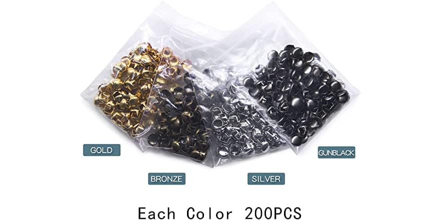 4 Color Mixed Round Dome Studs, (0.32in/8mm)
