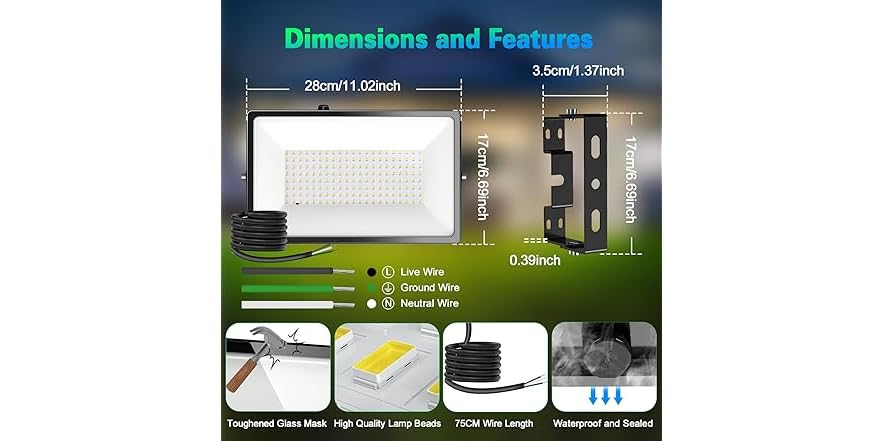 Tycolit 2Pk Dusk to Dawn Led Outdoor Flood Lights