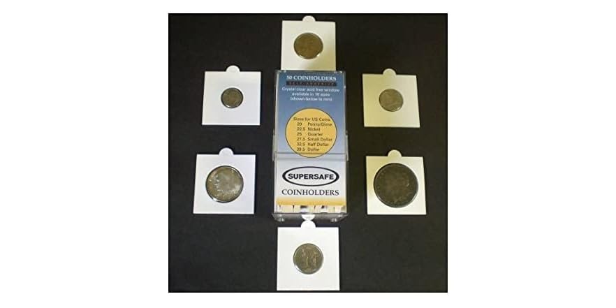 SuperSafe 50 2x2 Self-Adhesive Coin Holders